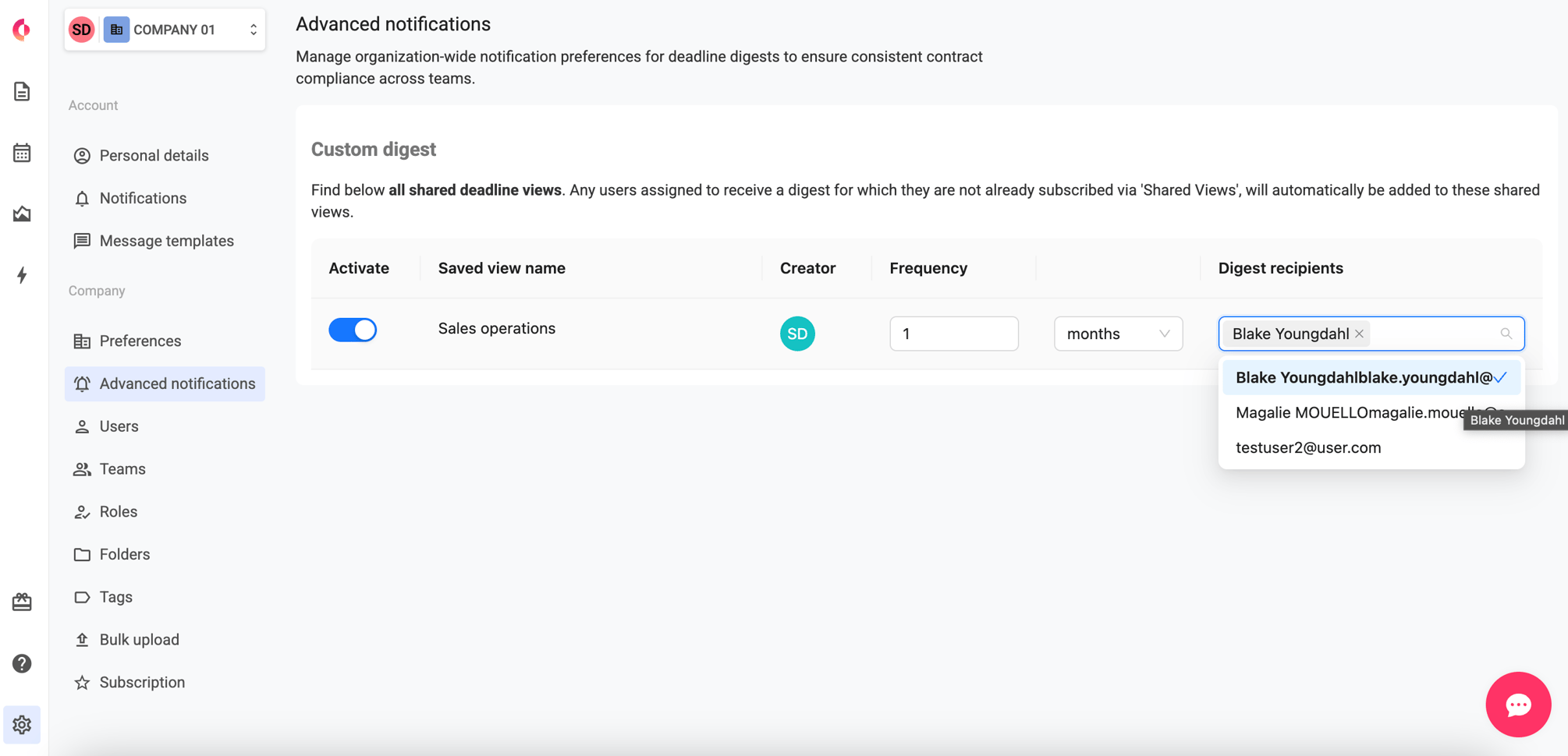 Managing Advanced Notification Settings for Deadline Digests